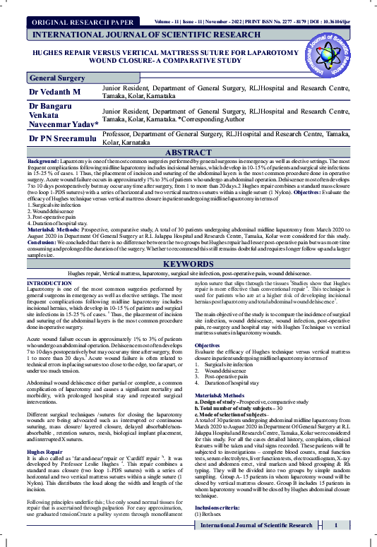 (PDF) Hughes Repair Versus Vertical Mattress Suture for Laparotomy ...