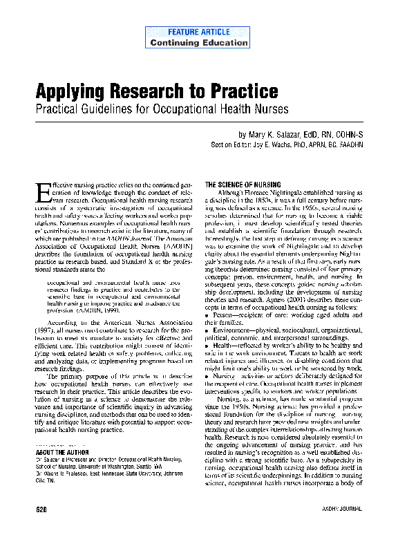 (PDF) Applying Research to Practice