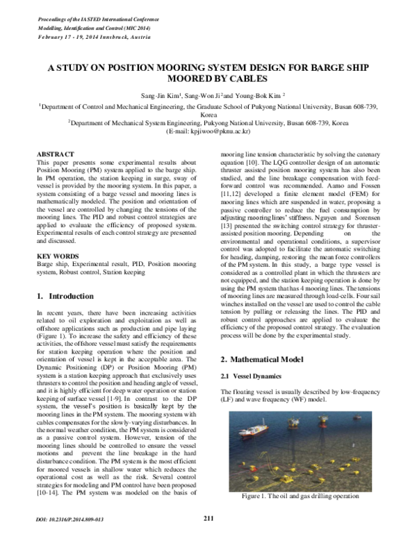 (PDF) A Study on Position Mooring System Design for Barge Ship Moored ...