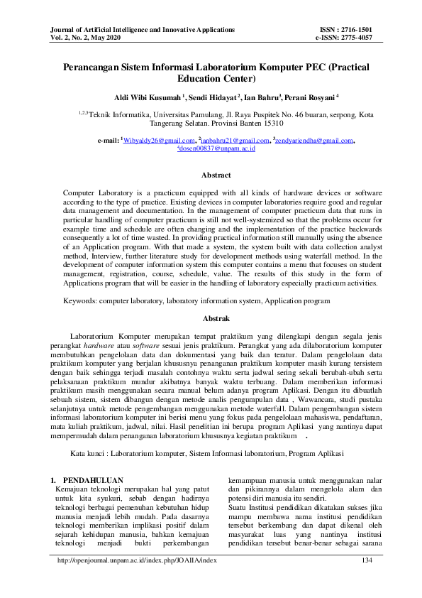 (PDF) Perancangan Sistem Informasi Laboratorium Komputer PEC (Practical ...