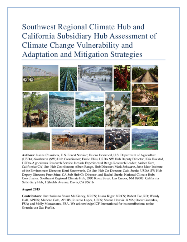 (PDF) Southwest Regional Climate Hub and California Subsidiary Hub ...