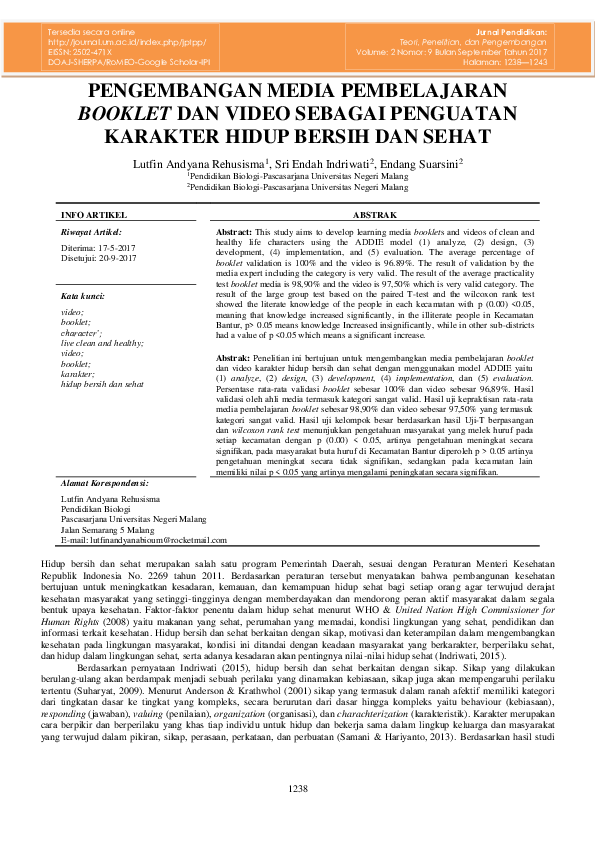 (PDF) Pengembangan Media Pembelajaran Booklet Dan Video Sebagai ...