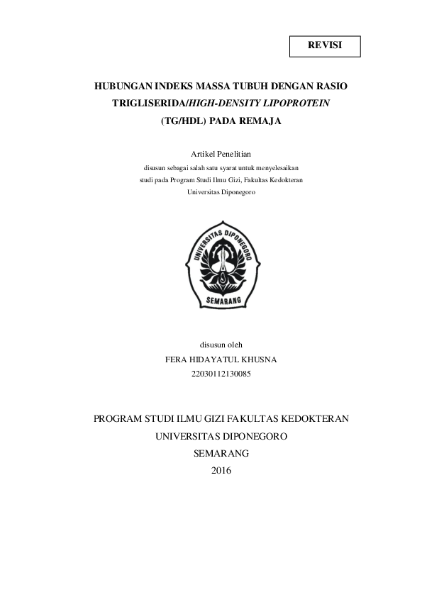 (PDF) Hubungan Indeks Massa Tubuh Dengan Rasio Trigliserida/high ...