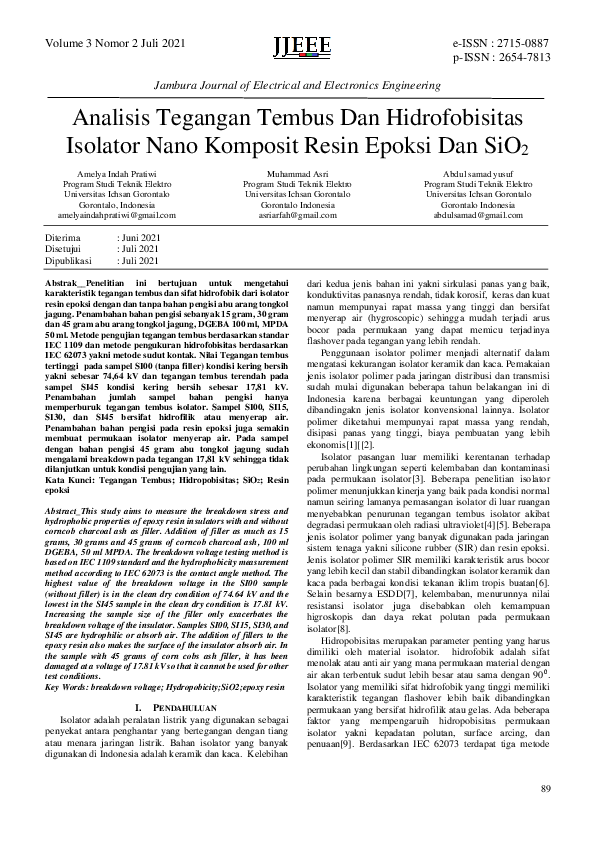 (PDF) Analisis Tegangan Tembus Dan Hidrofobisitas Isolator Nano ...