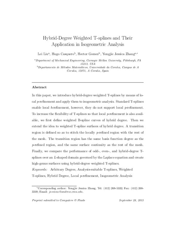 (PDF) Hybrid-degree weighted T-splines and their application in ...