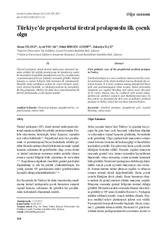 (PDF) First child case of the prepubertal urethral prolapse in Turkey ...