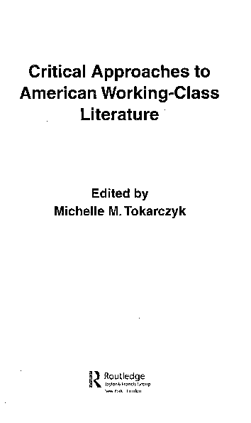 (PDF) Critical Approaches to American Working-Class Literature