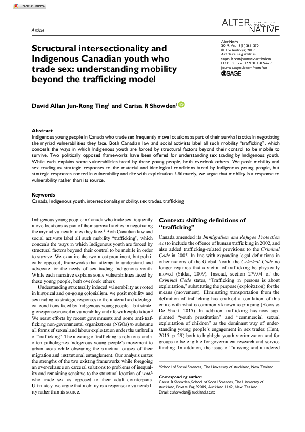 Pdf Structural Intersectionality And Indigenous Canadian Youth Who