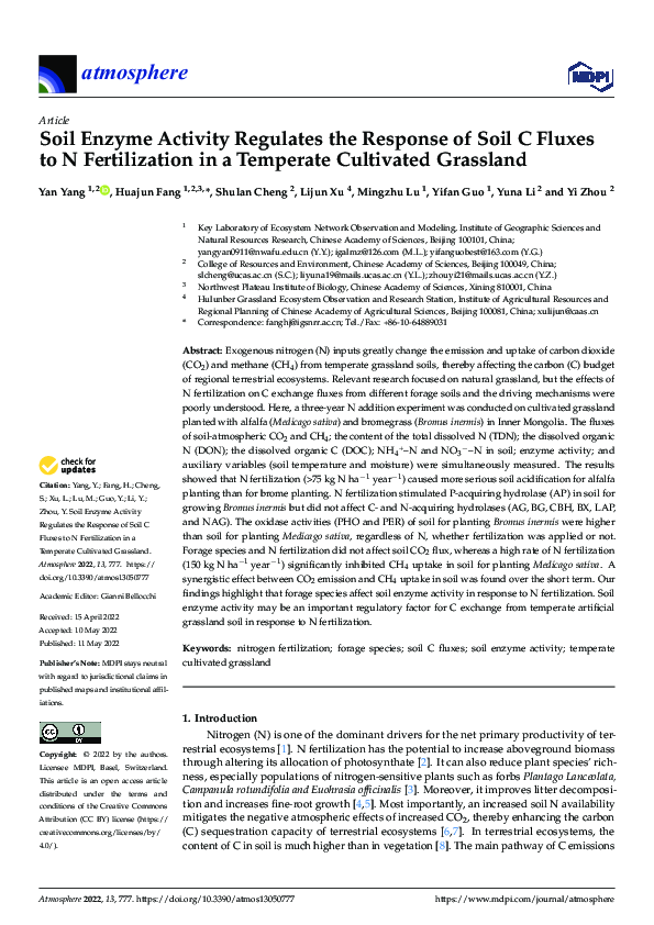 (PDF) Soil Enzyme Activity Regulates the Response of Soil C Fluxes to N ...