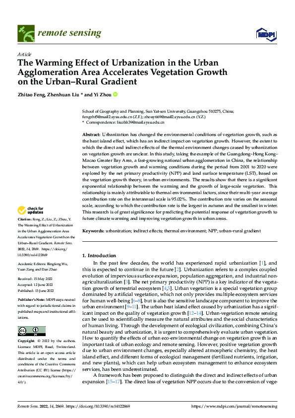 (PDF) The Warming Effect of Urbanization in the Urban Agglomeration ...
