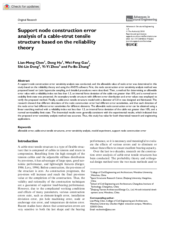 (PDF) Support node construction error analysis of a cable-strut tensile ...