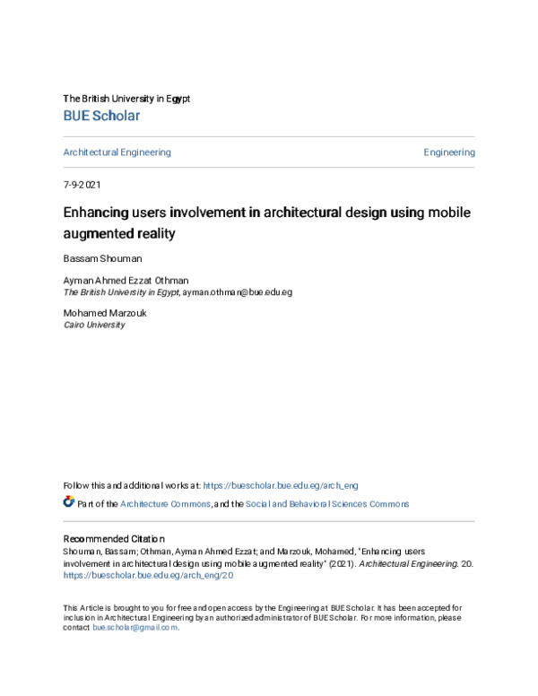 (PDF) Enhancing users involvement in architectural design using mobile augmented reality