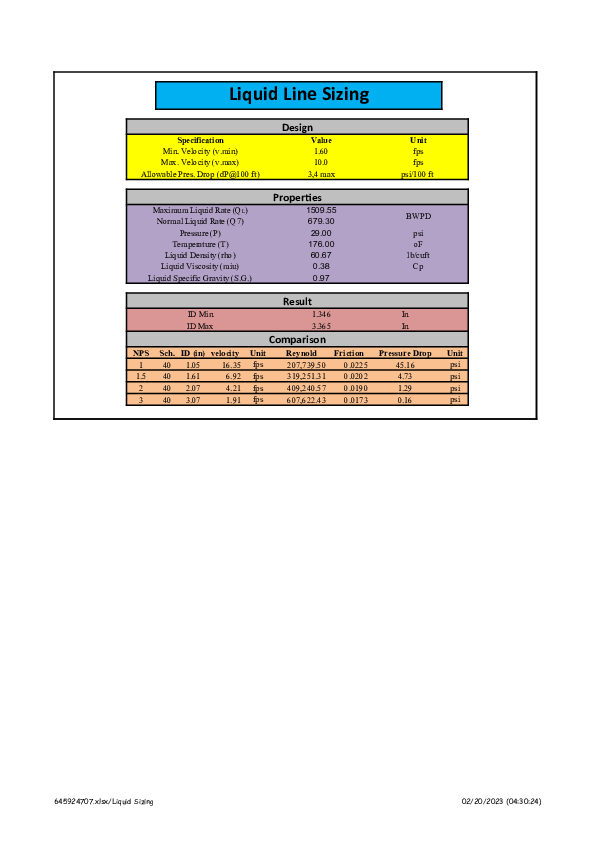 (XLS) Liquid Line Sizing