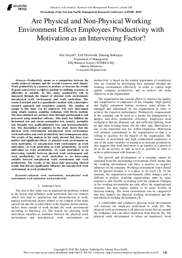 (PDF) Are Physical and Non-Physical Working Environment Effect ...