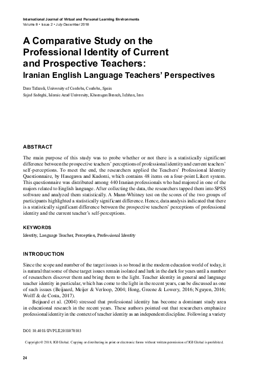 (PDF) A Comparative Study on the Professional Identity of Current and ...