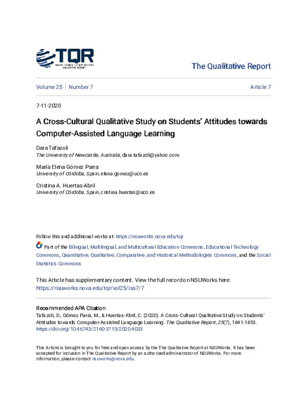 (PDF) A Cross-Cultural Qualitative Study on Students’ Attitudes towards Computer-Assisted ...
