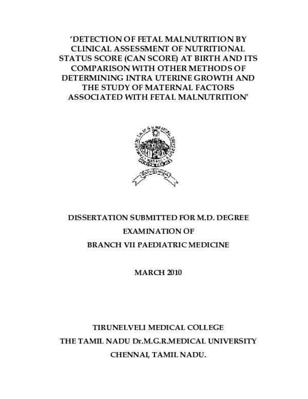 (PDF) Detection of fetal malnutrition by clinical assessment of ...