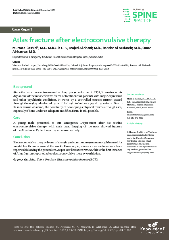(PDF) Atlas fracture after electroconvulsive therapy | Majed Aljohani - Academia.edu