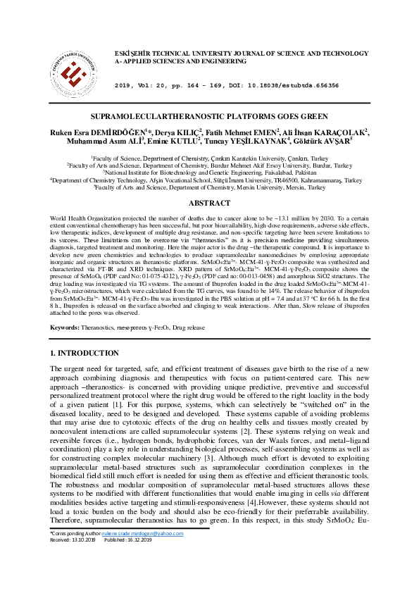 (PDF) Supramoleculartheranostic Platforms Goes Green