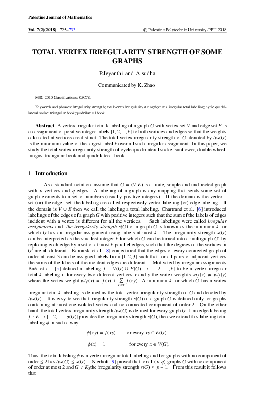 (PDF) Total Vertex Irregularity Strength in Graphs