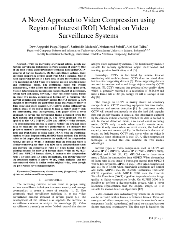 (PDF) A Novel Approach to Video Compression using Region of Interest (ROI) Method on Video ...