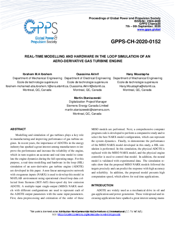 Pdf Real Time Modeling And Hardware In The Loop Simulation Of An Aero Derivative Gas Turbine