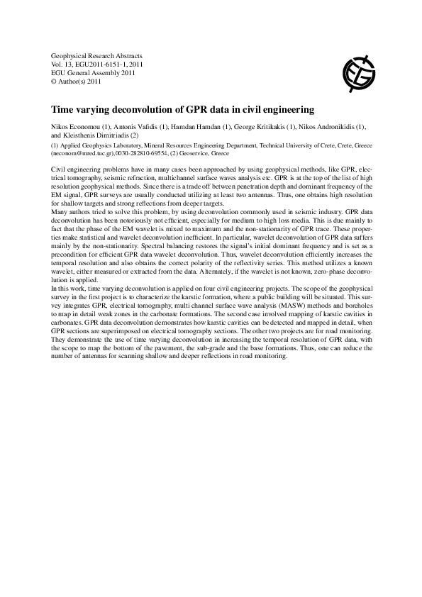 (PDF) Time-varying deconvolution of GPR data in civil engineering