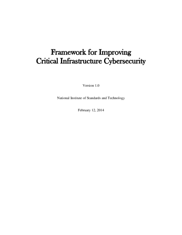 (PDF) Framework for Improving Critical Infrastructure Cybersecurity ...