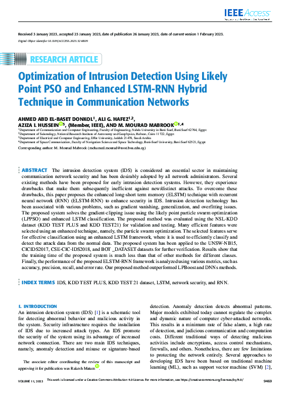 Pdf Optimization Of Intrusion Detection Using Likely Point Pso And