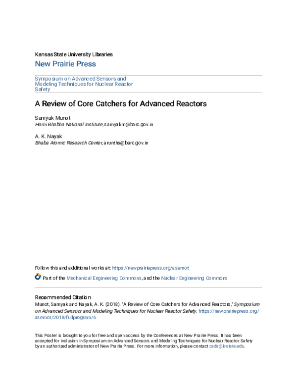 (PDF) A Review of Core Catchers for Advanced Reactors