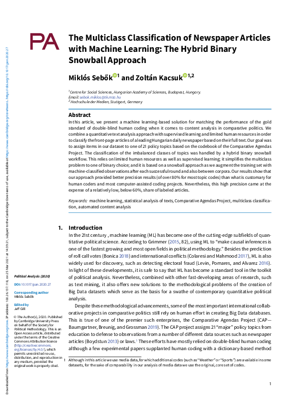 (PDF) Hybrid Binary Snowball for Article Classification