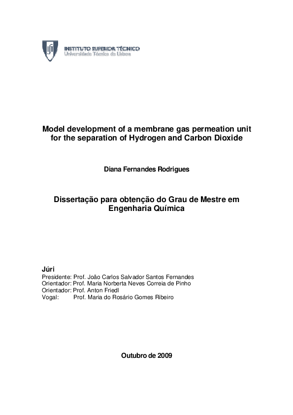 (PDF) Model Development of a Membrane Gas Permeation Unit for the ...