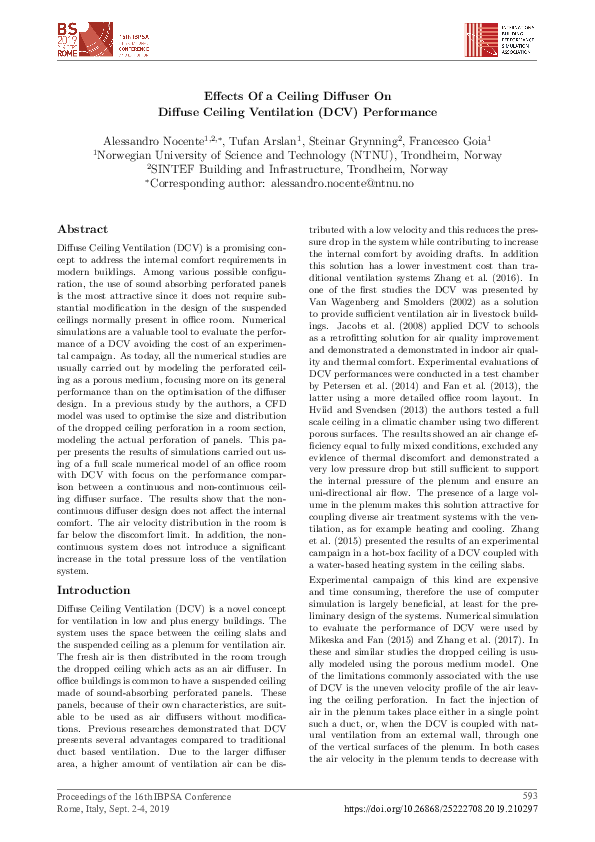 (PDF) Effects Of a Ceiling Diffuser On Diffuse Ceiling Ventilation (DCV) Performance