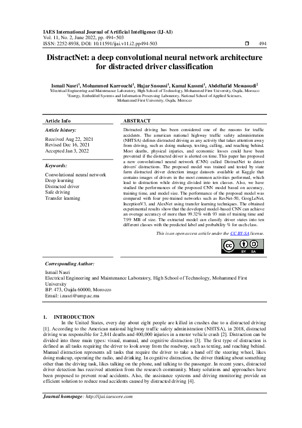 Pdf Distractnet A Deep Convolutional Neural Network Architecture For