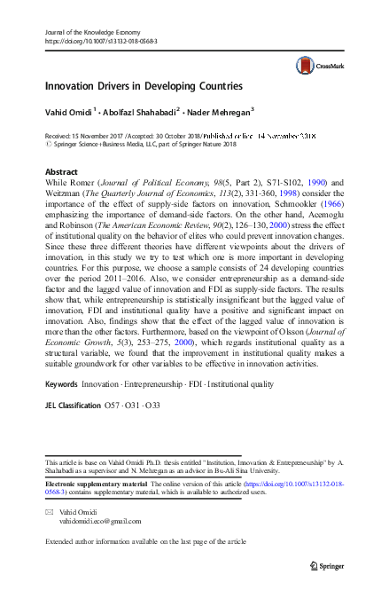 (PDF) Innovation Drivers in Developing Countries