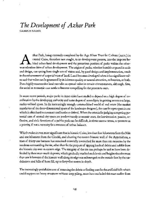 (PDF) The Development of Azhar Park
