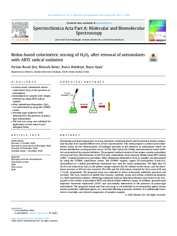 (PDF) Colorimetric Detection of H2O2 Post Antioxidant Removal