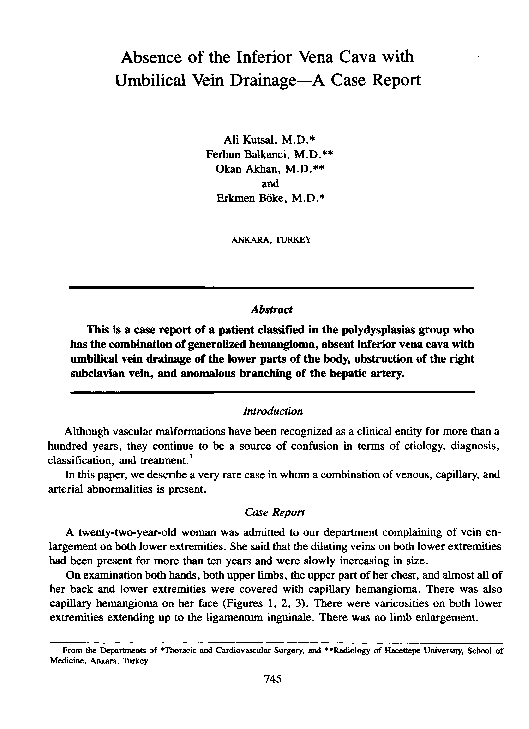 (PDF) Absence of the Inferior Vena Cava with Umbilical Vein Drainage—A ...