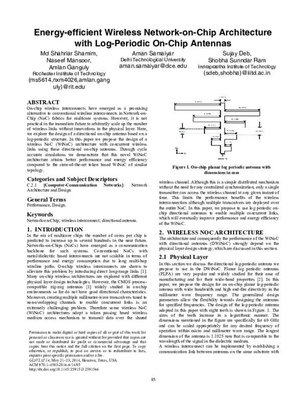 (PDF) Energy-efficient wireless network-on-chip architecture with log-periodic on-chip antennas ...