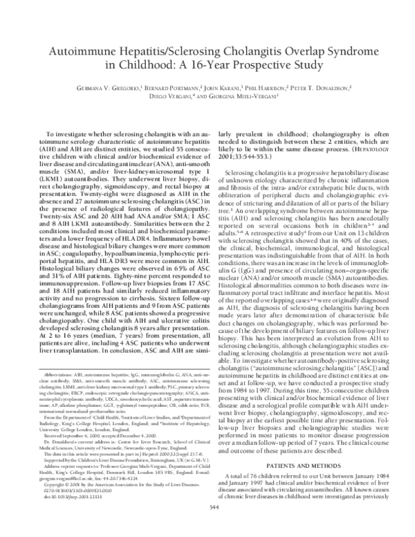 (PDF) Autoimmune hepatitis/sclerosing cholangitis overlap syndrome with ...