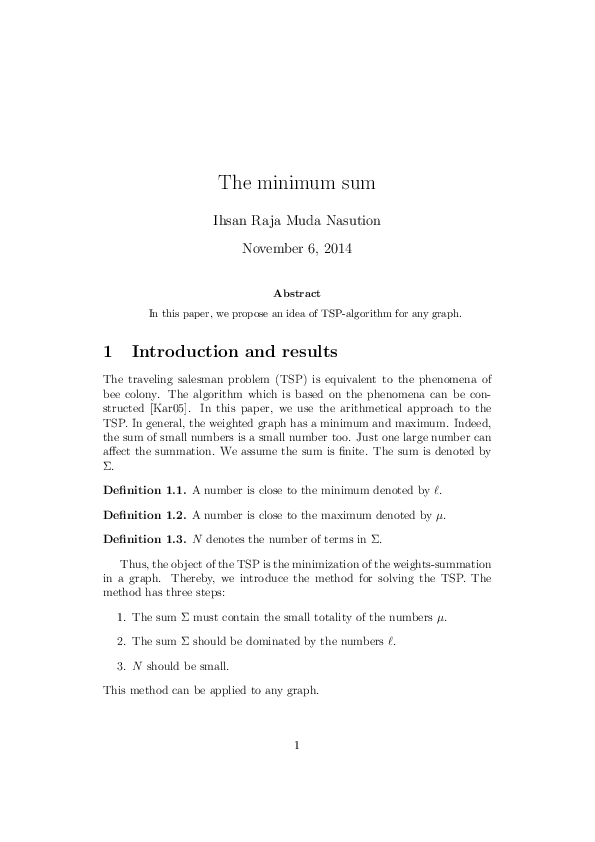 (PDF) The Minimum Sum