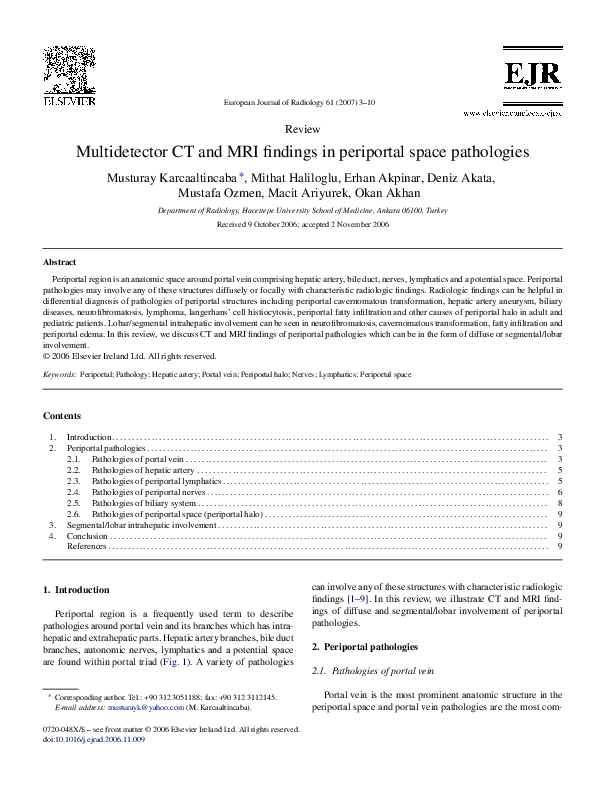 (PDF) Multidetector CT and MRI findings in periportal space pathologies ...
