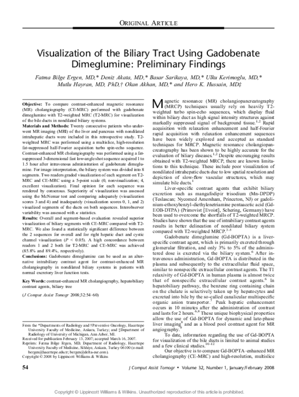 (PDF) Visualization of the Biliary Tract Using Gadobenate Dimeglumine