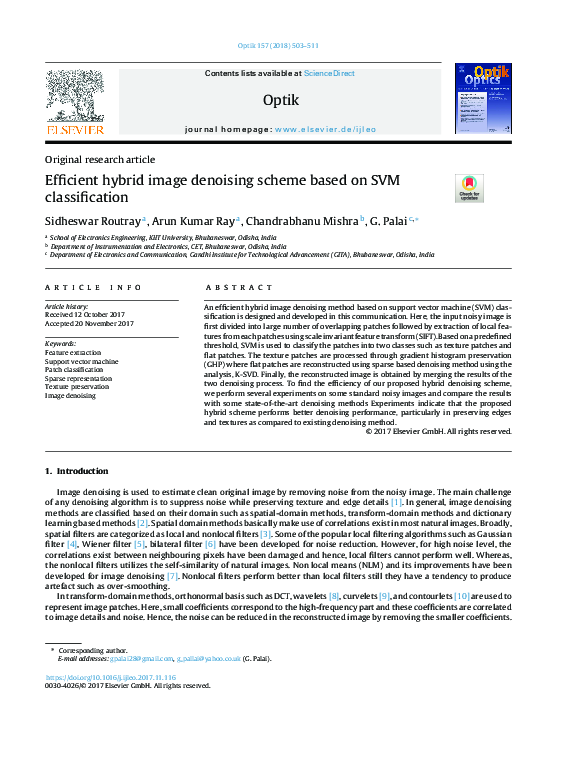 Pdf Efficient Hybrid Image Denoising Scheme Based On Svm Classification 2632