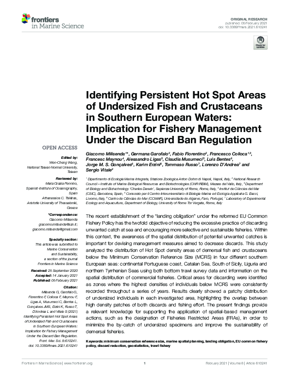 (PDF) Identifying Persistent Hot Spot Areas of Undersized Fish and ...