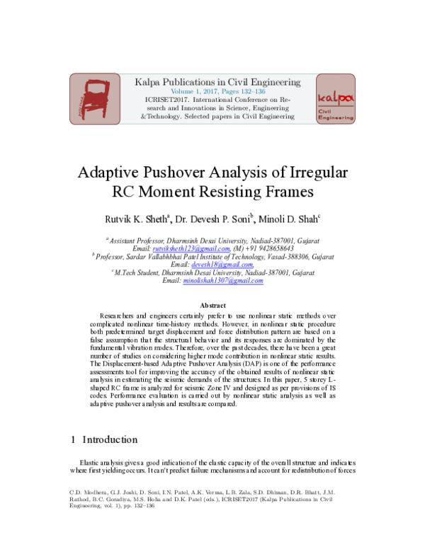 (PDF) Adaptive Pushover Analysis of Irregular RC Moment Resisting Frames