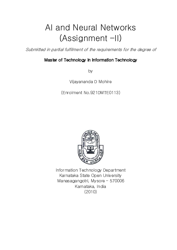 Pdf Ai Neuralnetworks Assign Ii Vijayananda Mohire