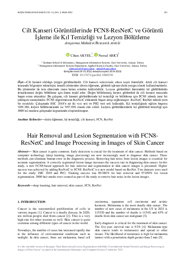 (PDF) Hair Removal and Lesion Segmentation with FCN8-ResNetC and Image ...