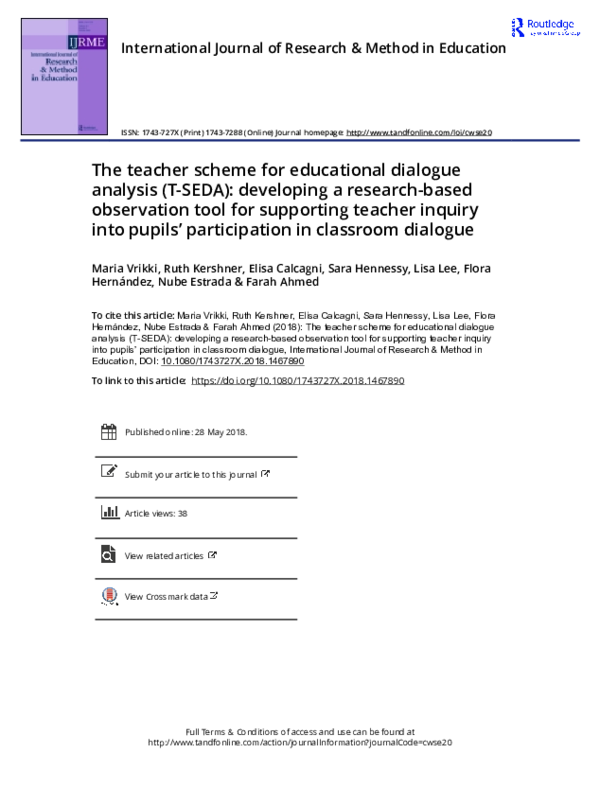 (PDF) The teacher scheme for educational dialogue analysis (T-SEDA ...