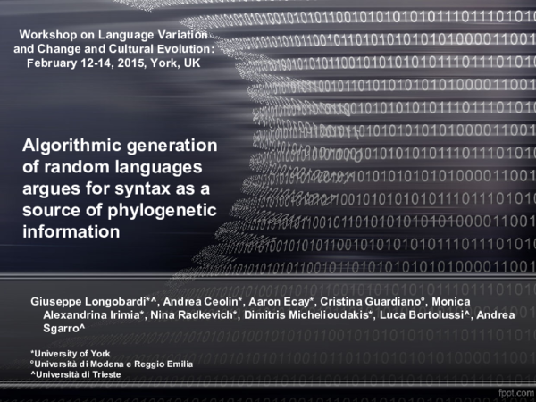 (PDF) Algorithmic generation of random languages argues for syntax as a ...